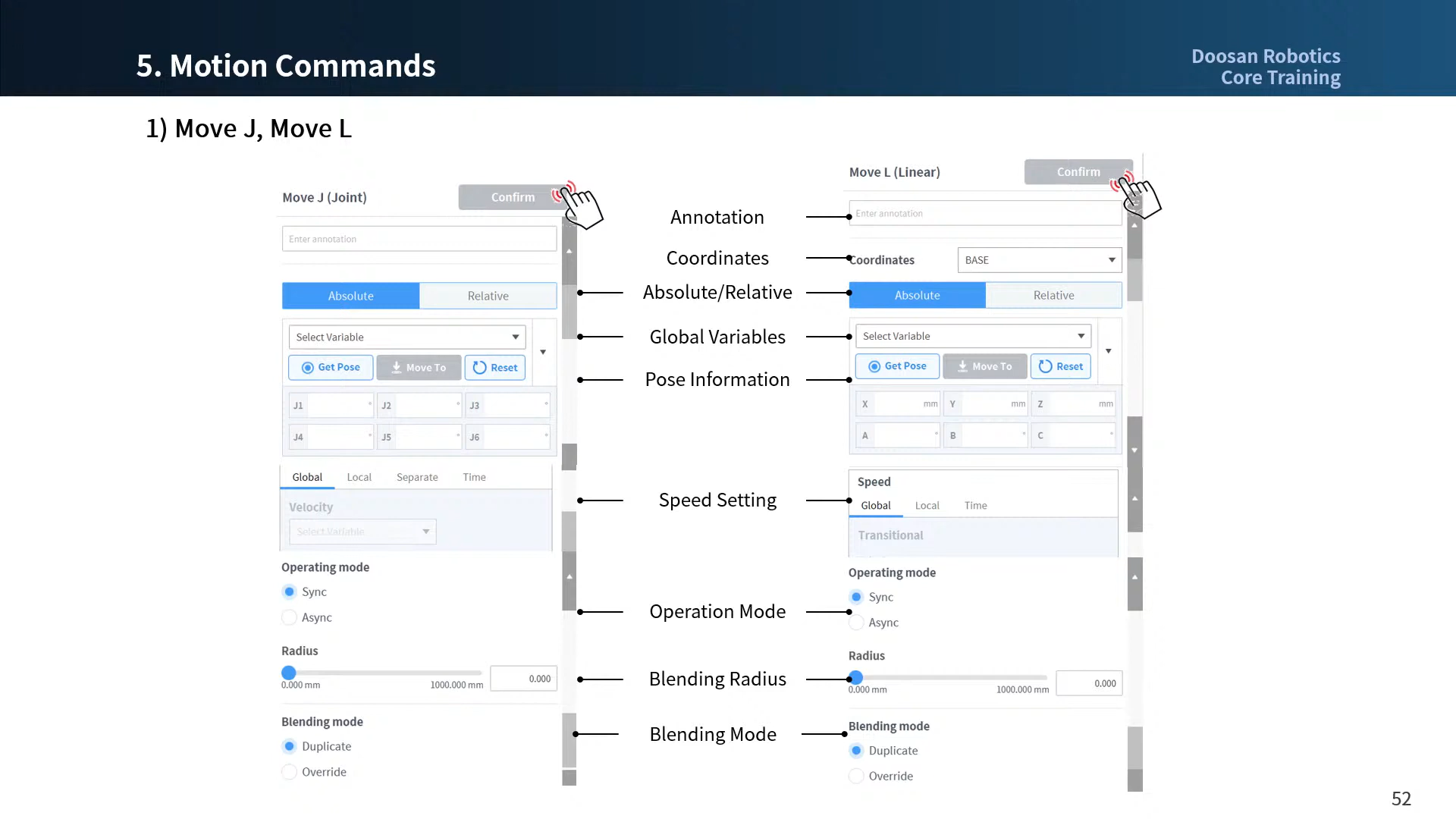 Overview of Robot Motion Properties of the Task Editor