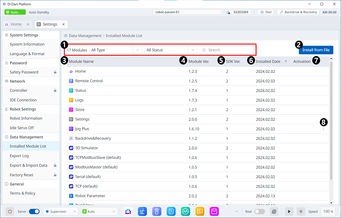 List of installed modules