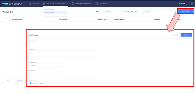 Create and edit Global Variable Create and edit Global Variable