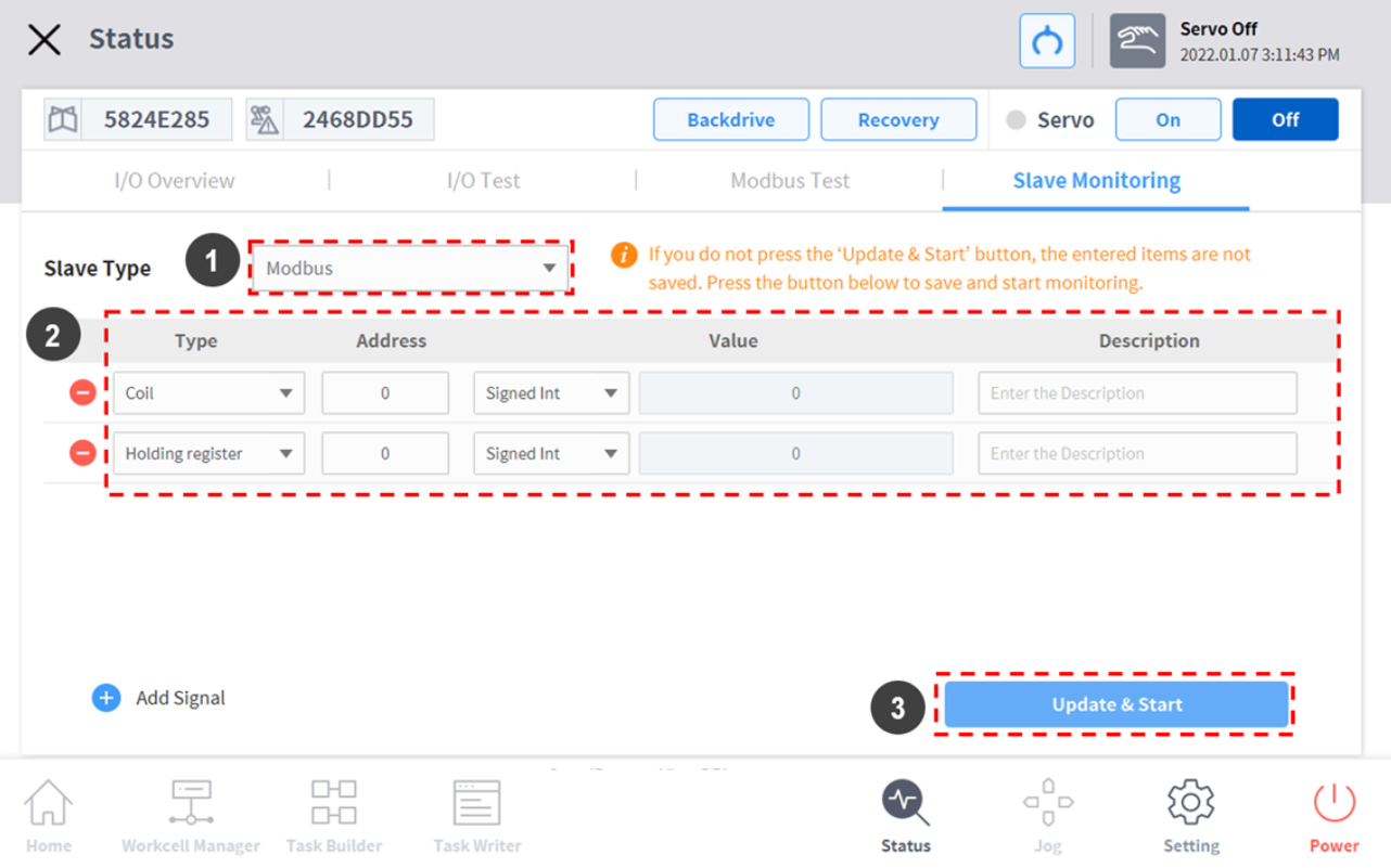 Status > Slave Monitoring